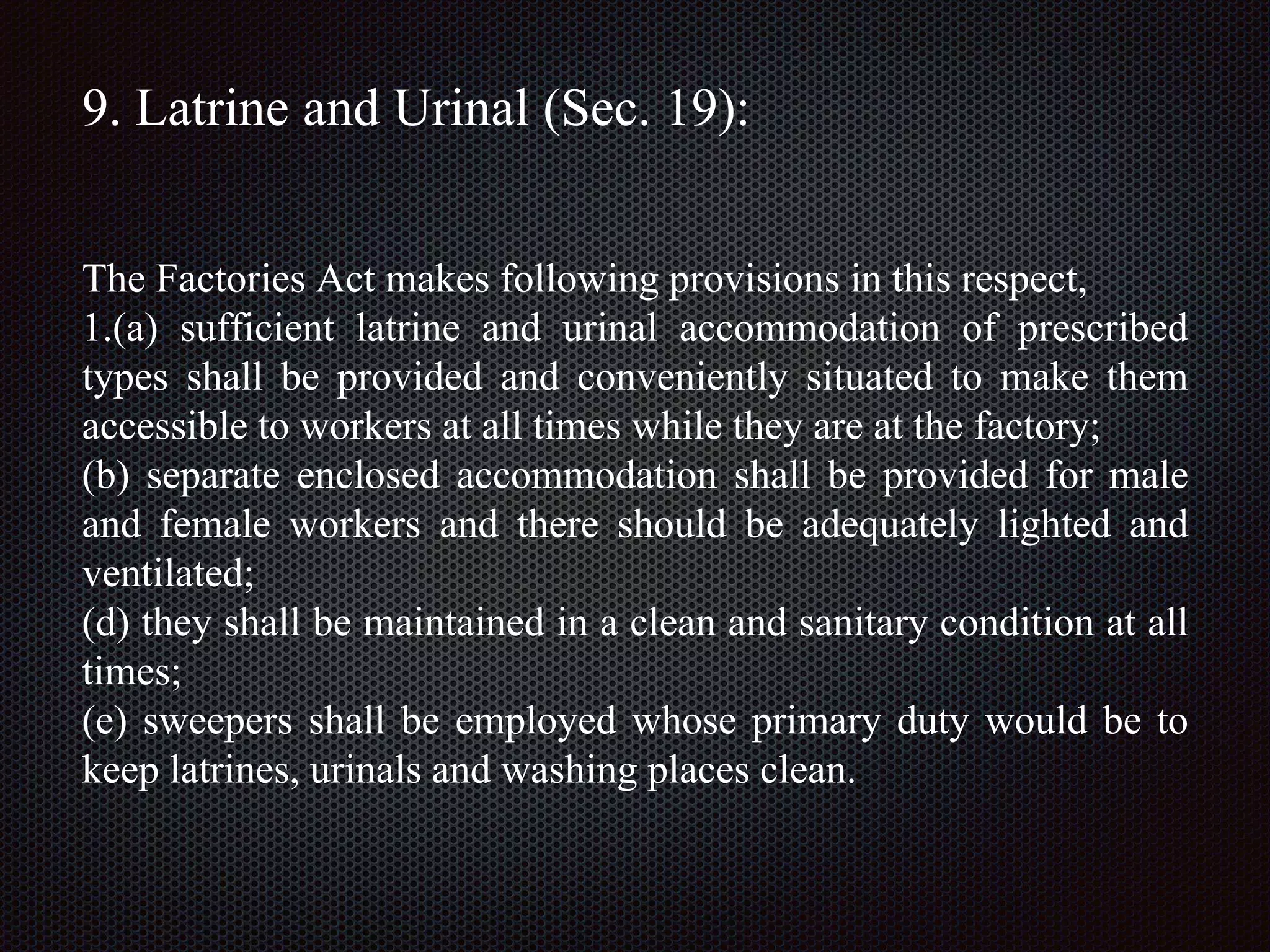 Factories act 1948 health, safety and welfare of workers | PPTX