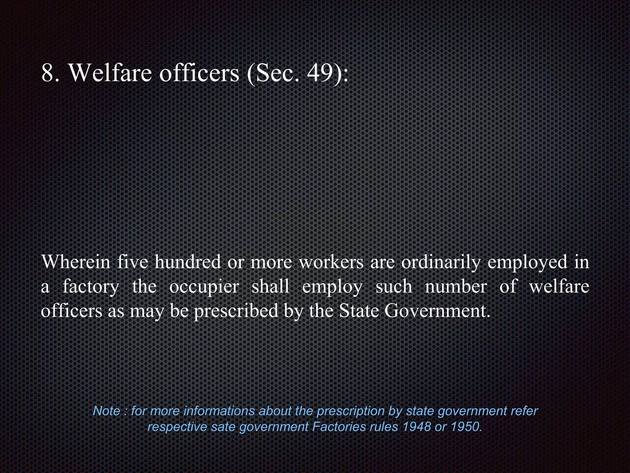 Factories act 1948 health, safety and welfare of workers | PPTX