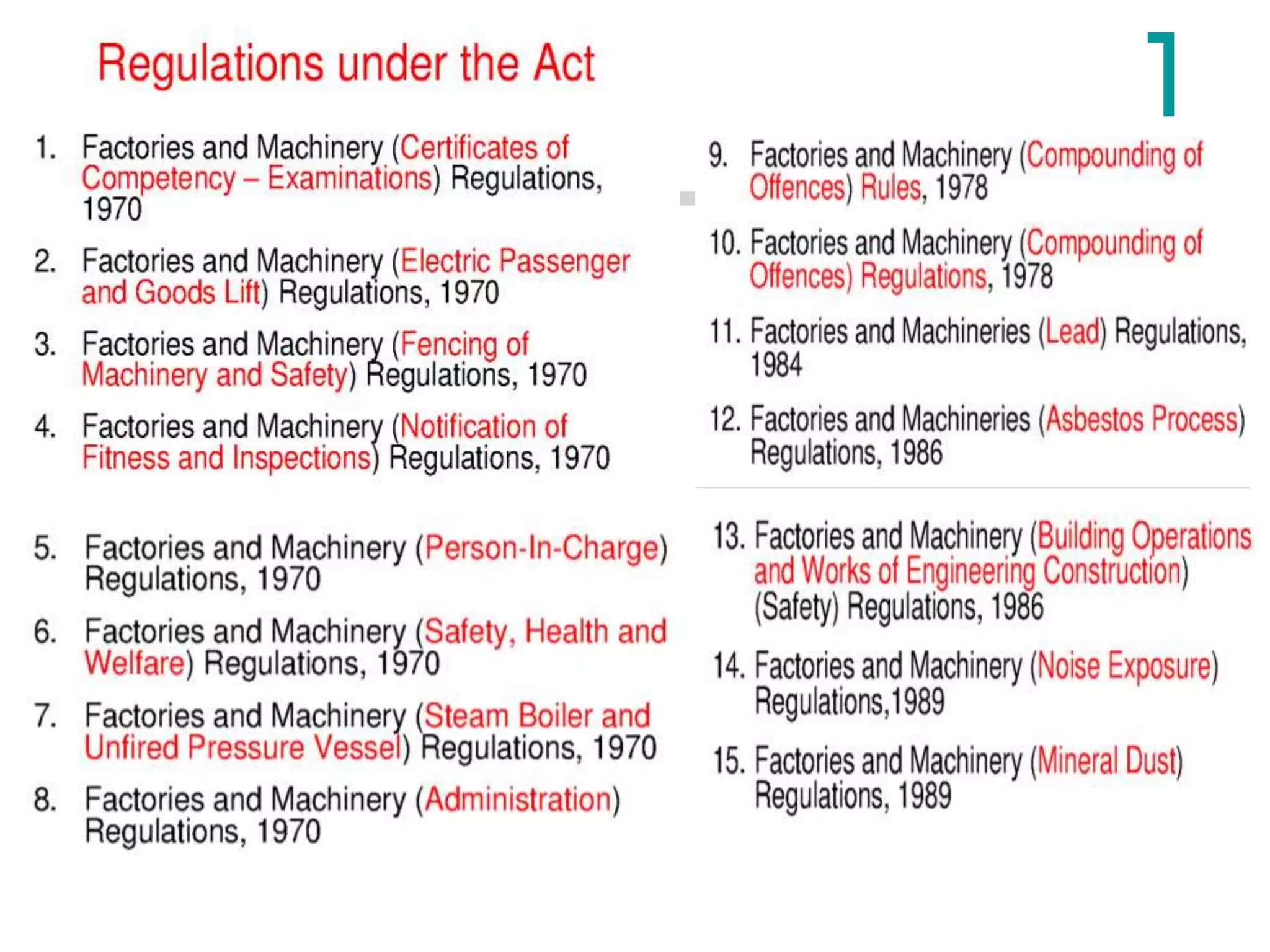 Factories and machinery act 1967 (fma 1967 | PPTX