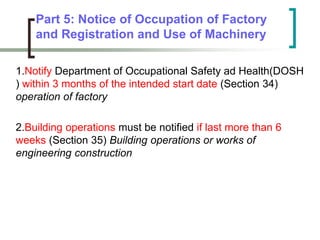 Factories and machinery act 1967 (fma 1967 | PPTX