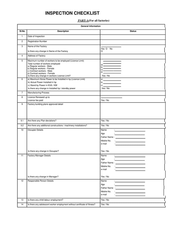 Factories checklist | PDF