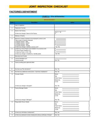 Factories joint checklist | PDF | Indoor Environmental Quality | Home ...