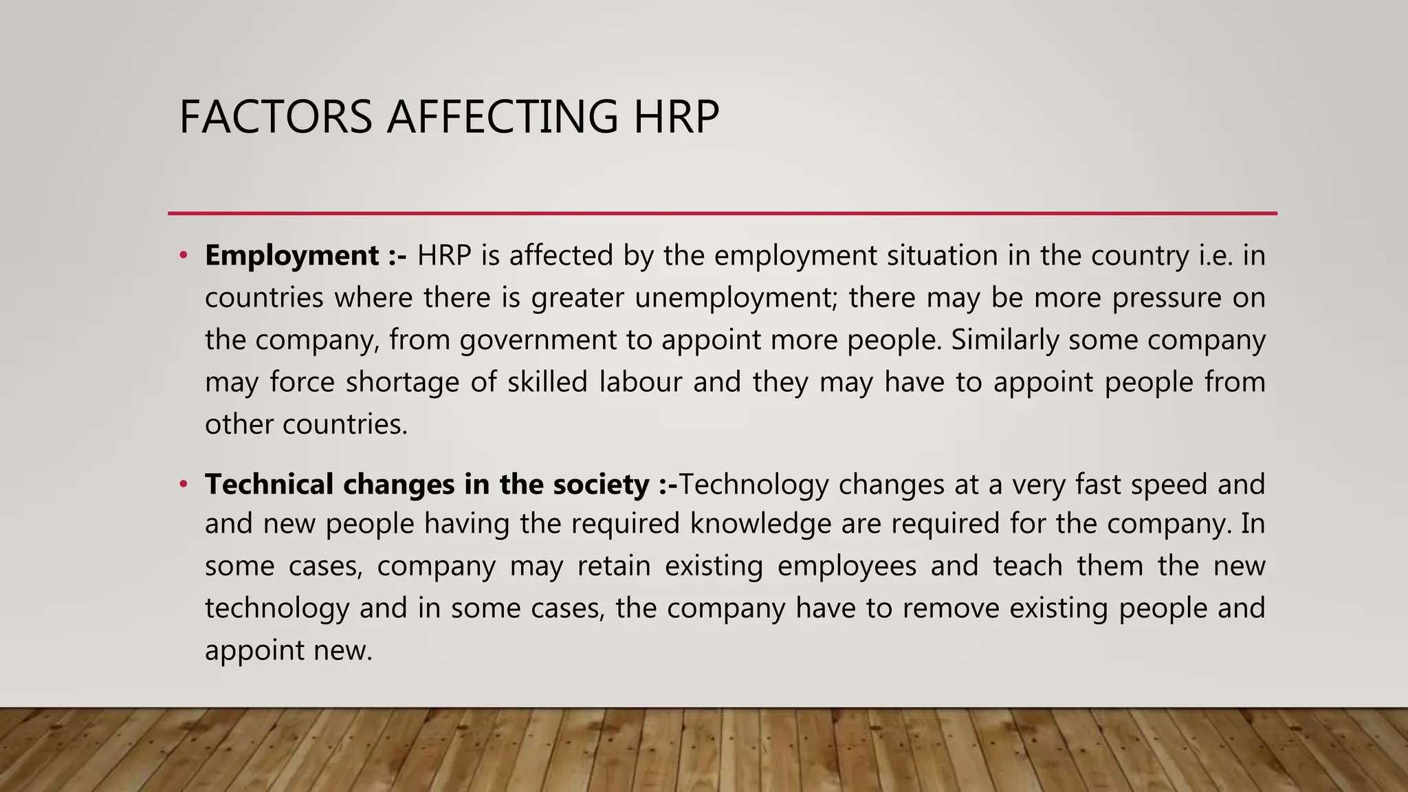FACTORS INFLUENCING HRP IN A ORGANISATION | PPTX