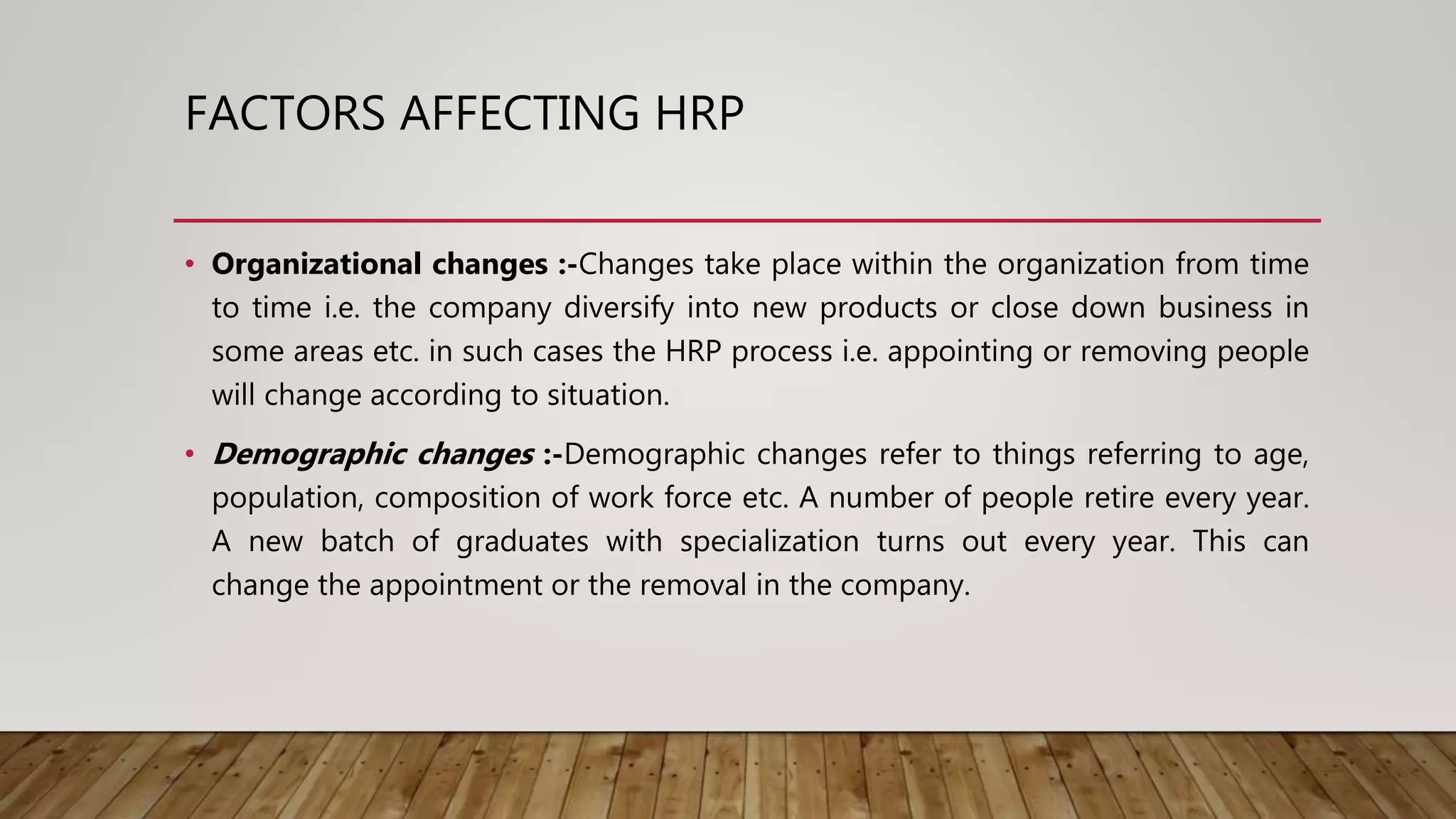 FACTORS INFLUENCING HRP IN A ORGANISATION | PPTX