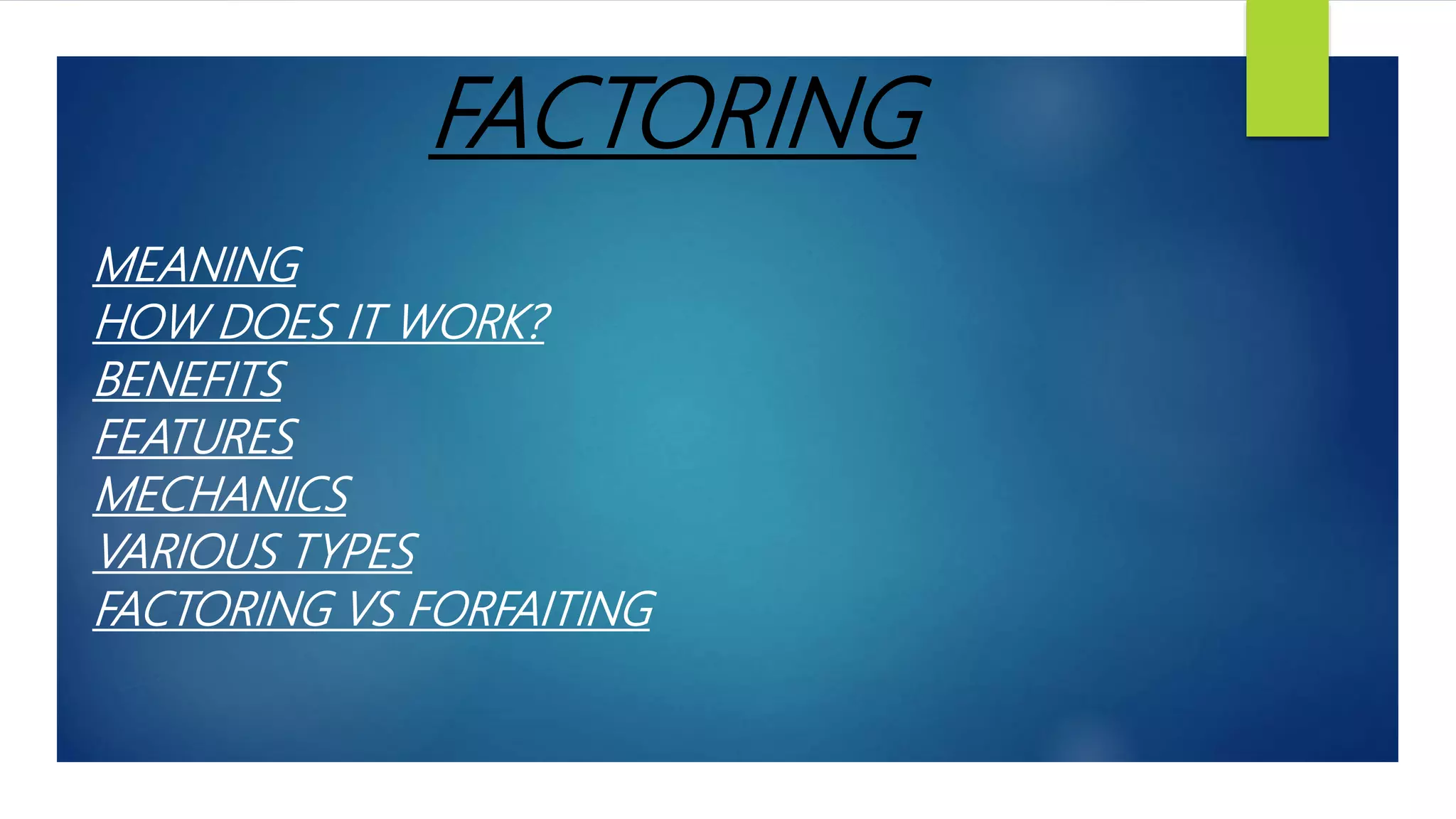 Factoring (Finance) | PPTX