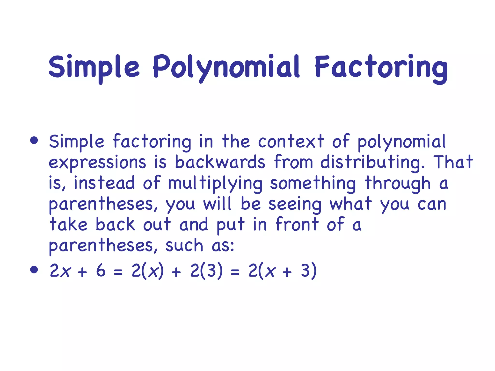 Factoring Distributive Property | PPT | Programming Languages | Computing
