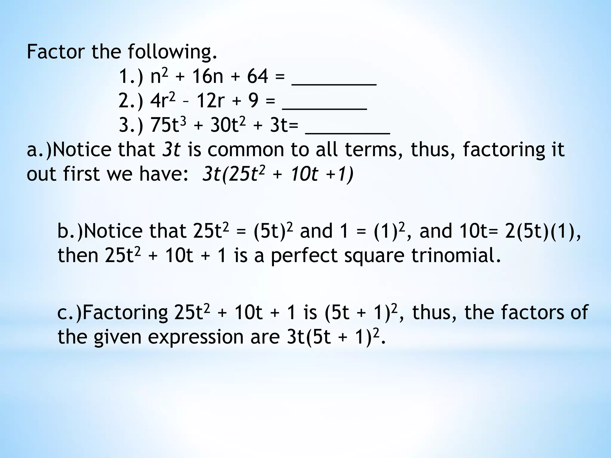 Factoring perfect-square-trinomials | PDF