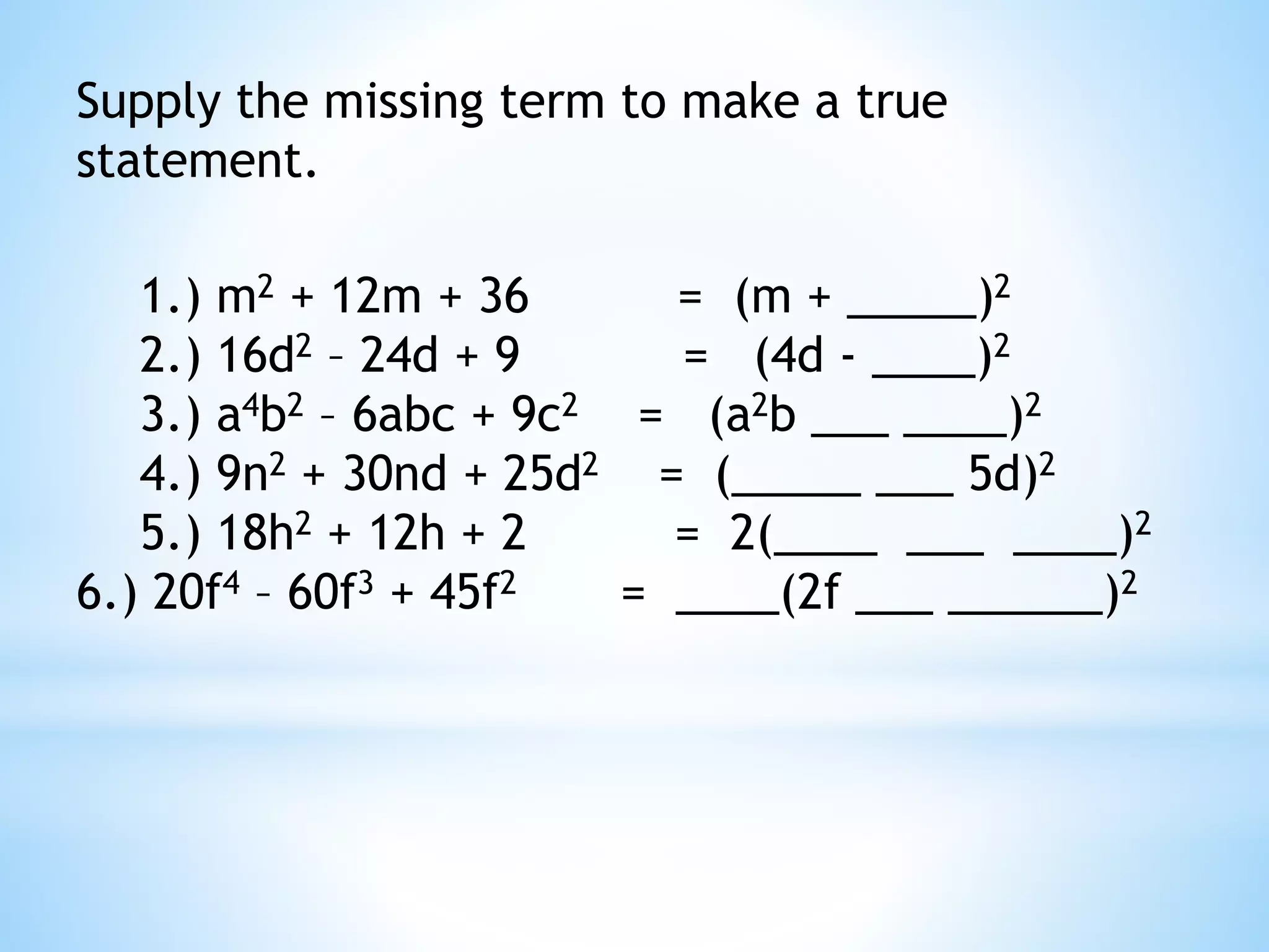 Factoring perfect-square-trinomials | PDF