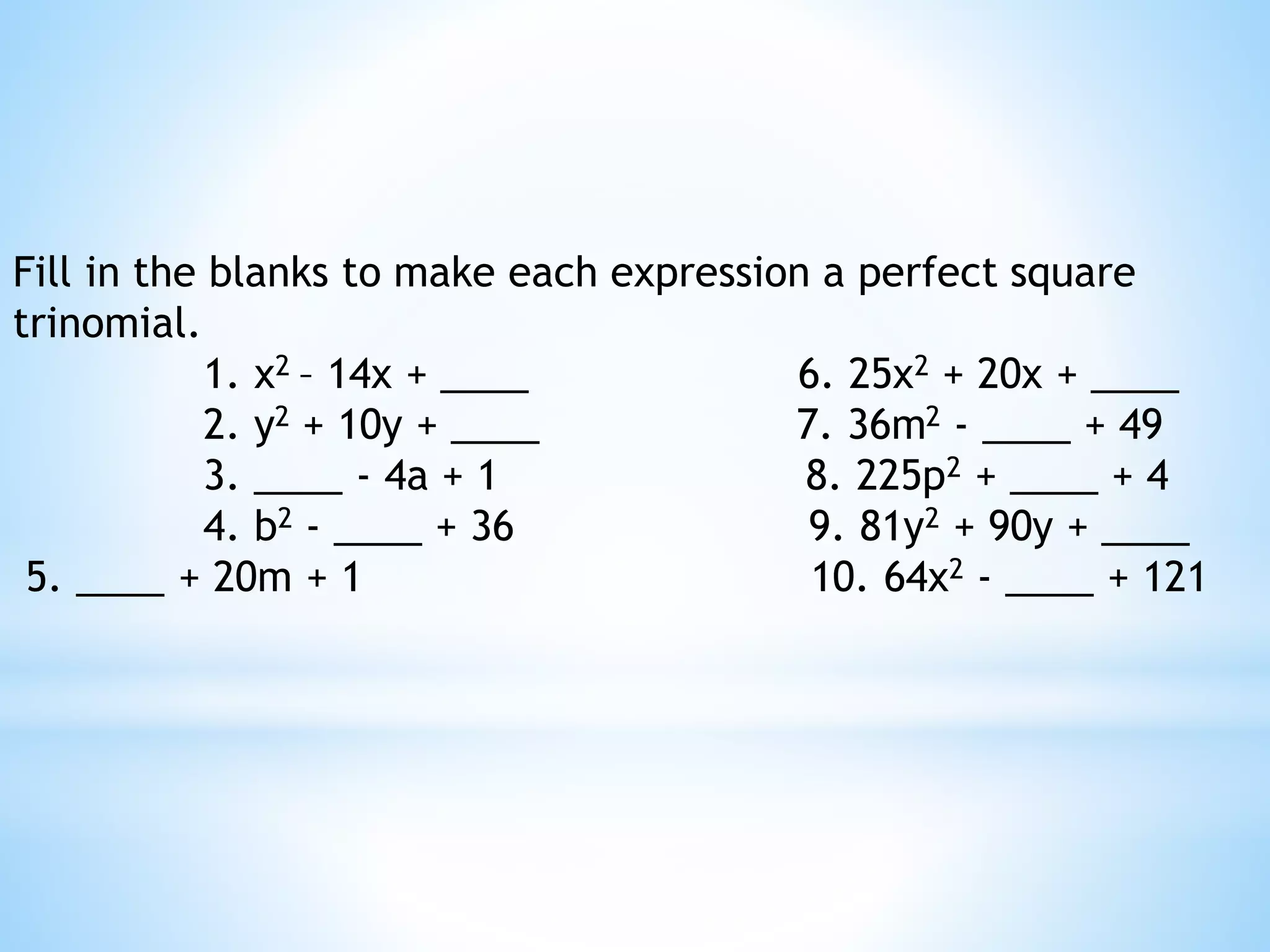 Factoring perfect-square-trinomials | PDF