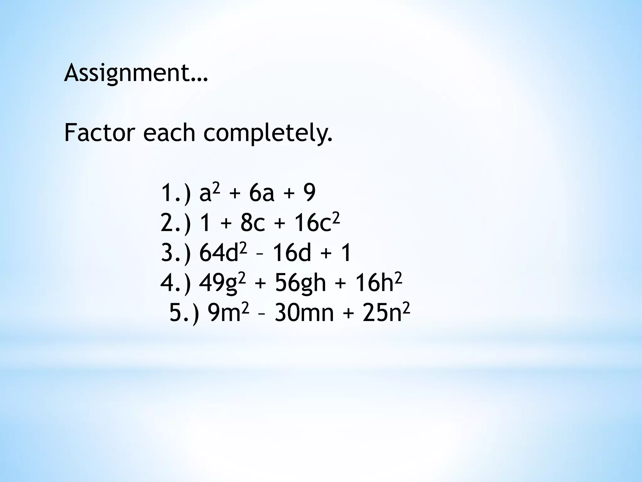 Factoring perfect-square-trinomials | PDF
