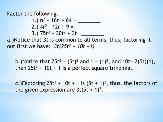 Factoring perfect-square-trinomials | PDF