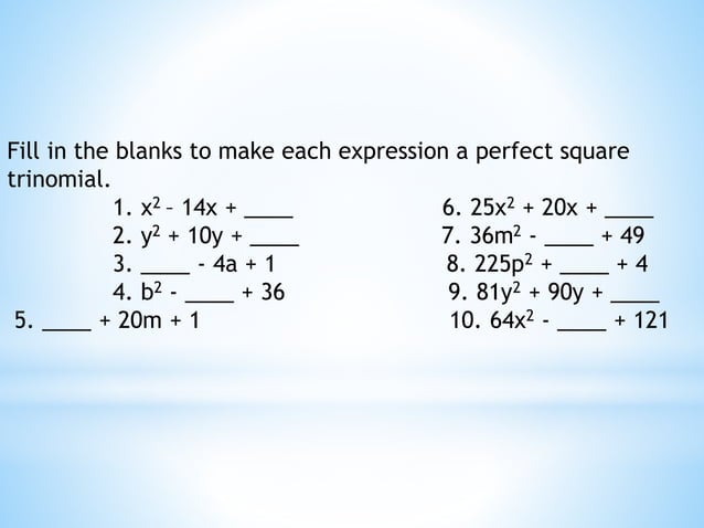 Factoring perfect-square-trinomials | PDF