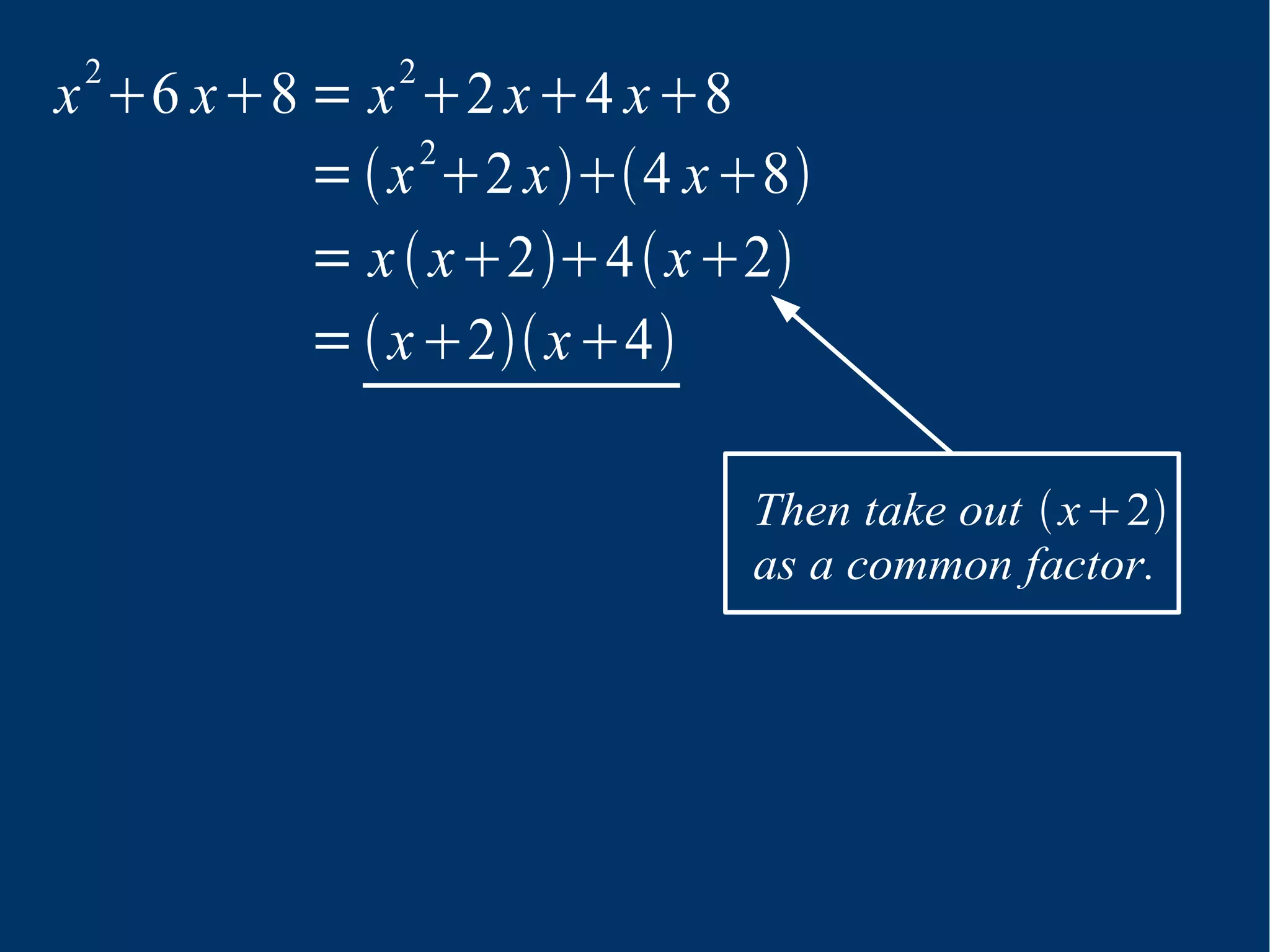 Factoring quadratic expressions by grouping - example 1 | ODP