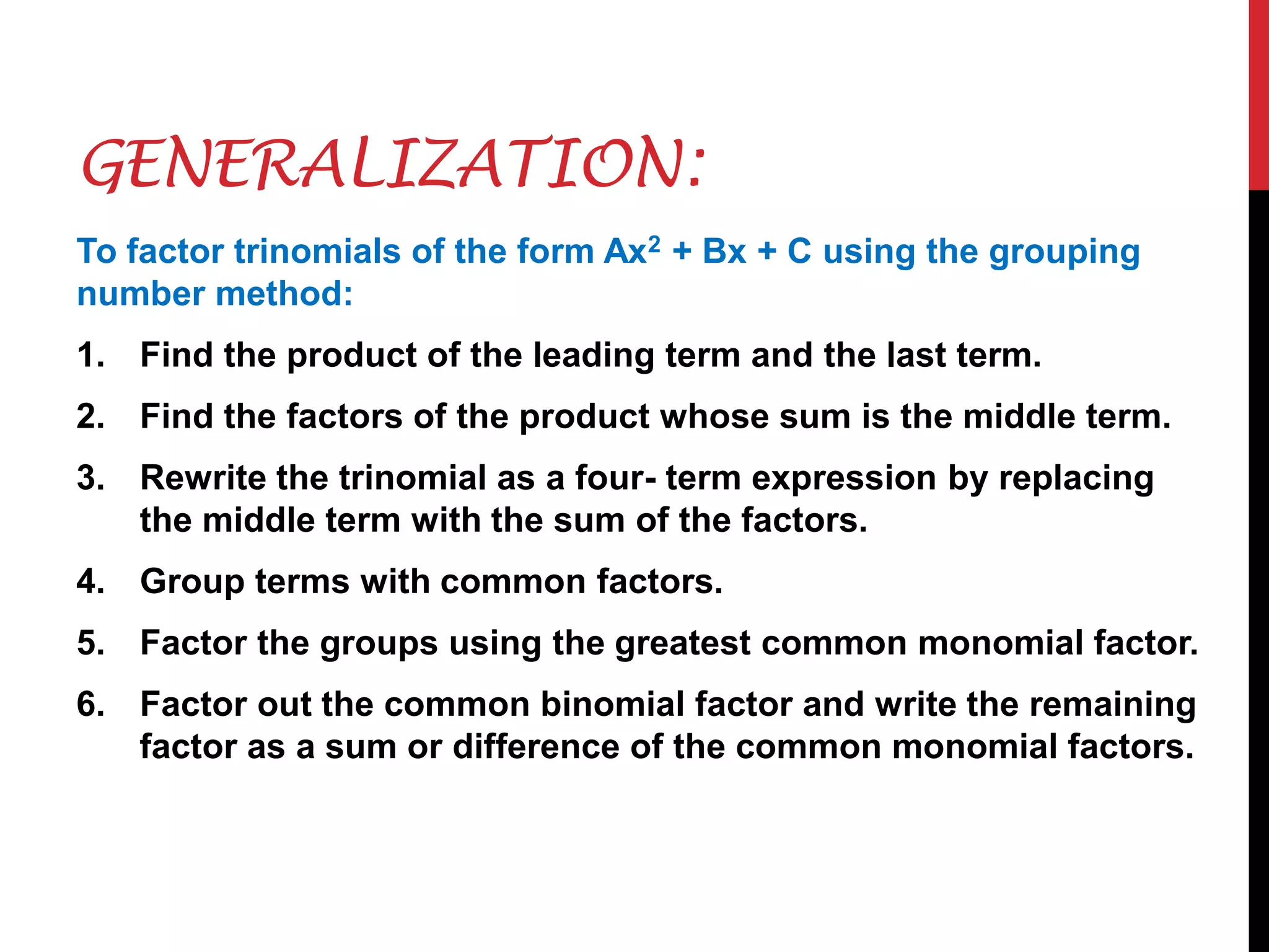 Factoring quadratic-trinomials-of-the-form-ax2- | PDF