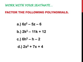 Factoring quadratic-trinomials-of-the-form-ax2- | PDF