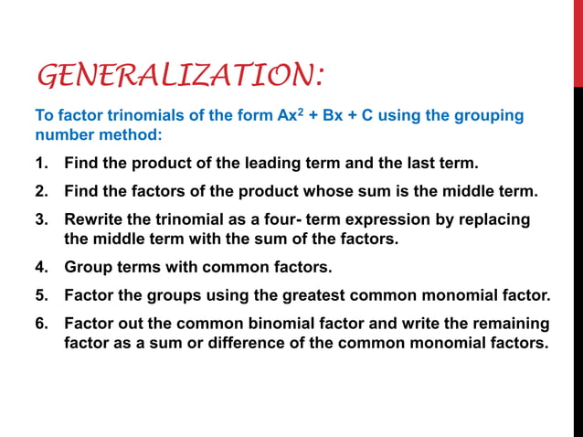 Factoring quadratic-trinomials-of-the-form-ax2- | PDF