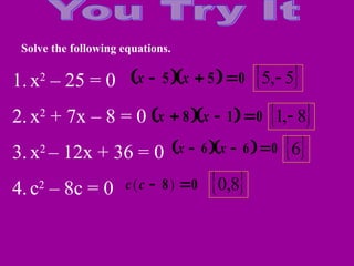 Factoring - Solving Polynomial Equations.ppt
