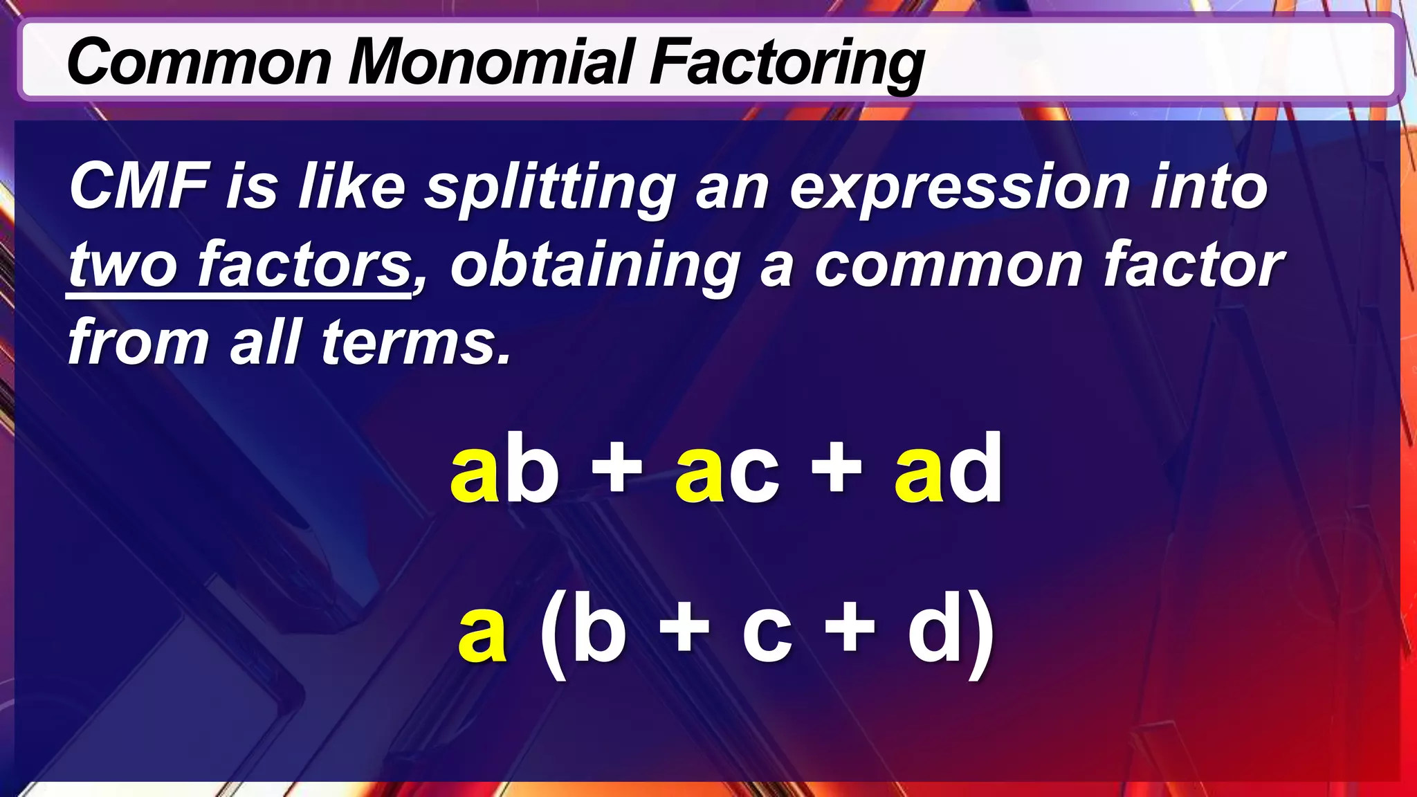 Grade 8 Mathematics Common Monomial Factoring Pptx Programming Languages Computing