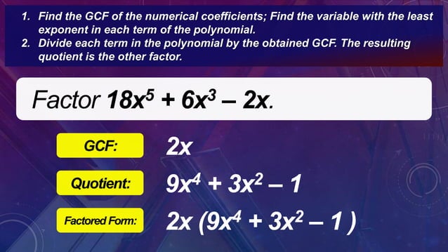 Grade 8 Mathematics Common Monomial Factoring | PPTX | Programming Languages | Computing