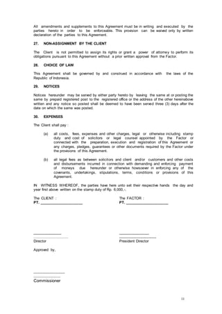 Factoring Agreement Sample (Purchase this doc, Text: 08118887270 ...