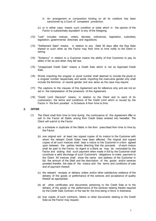 Factoring Agreement Sample (Purchase this doc, Text: 08118887270 ...
