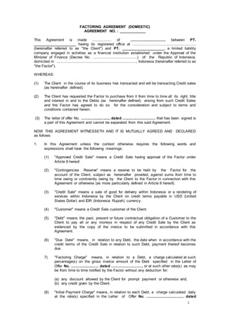 Invoice Discounting Agreement Template