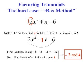 Factoring and Box Method | PPT