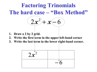 Factoring and Box Method | PPT