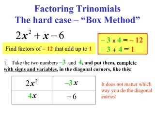 Factoring and Box Method | PPT