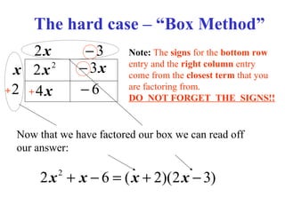 Factoring and Box Method | PPT