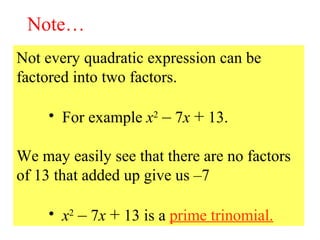 Factoring and Box Method | PPT
