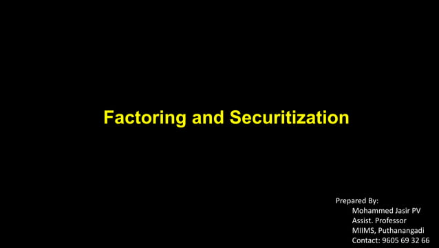 Factoring and securitisation | PPT