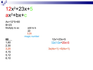 Factoring ax2+bx+c | PPT