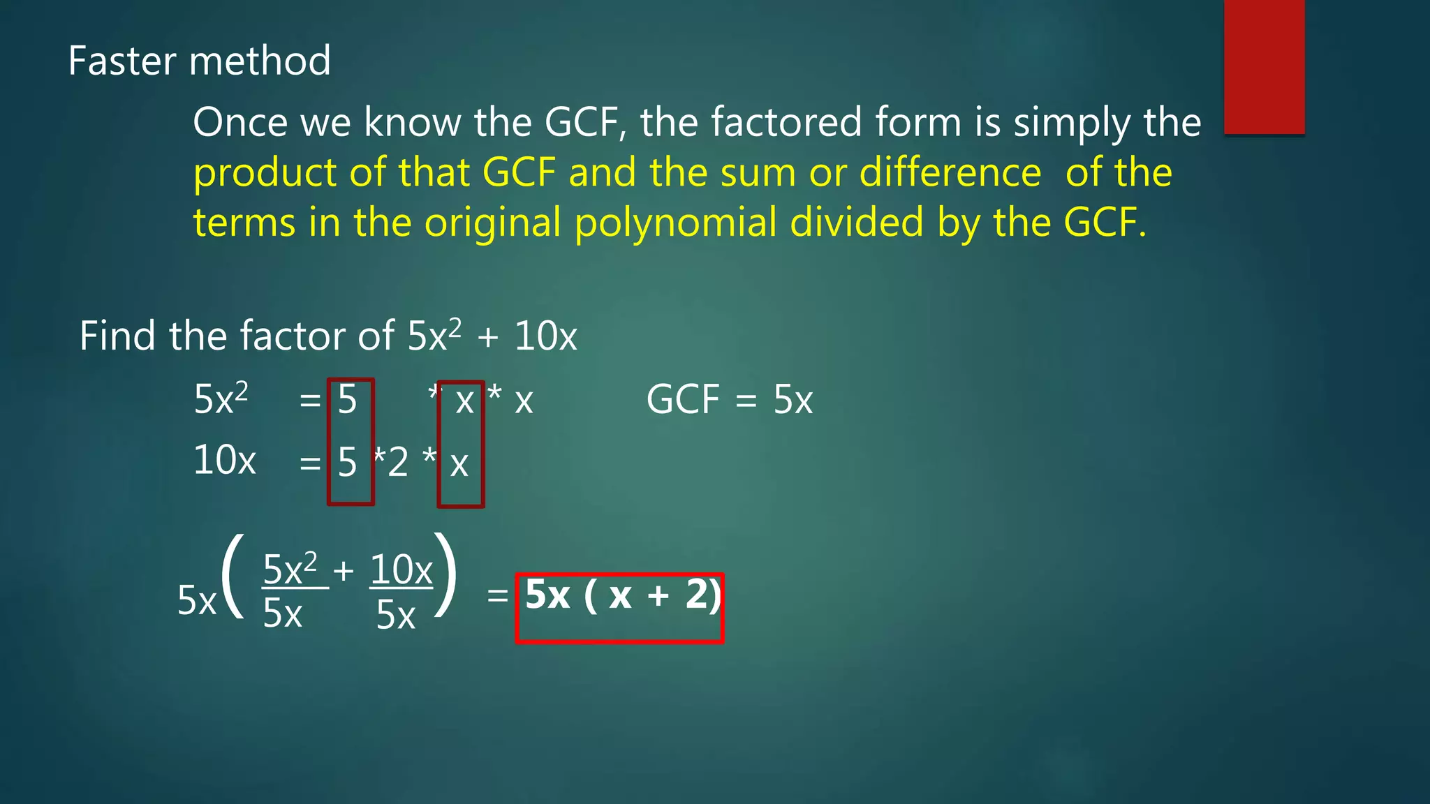 Factoring by gcf part 1 2nd | PPT