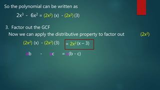 Factoring by gcf part 1 2nd | PPT