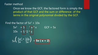 Factoring by gcf part 1 2nd | PPT