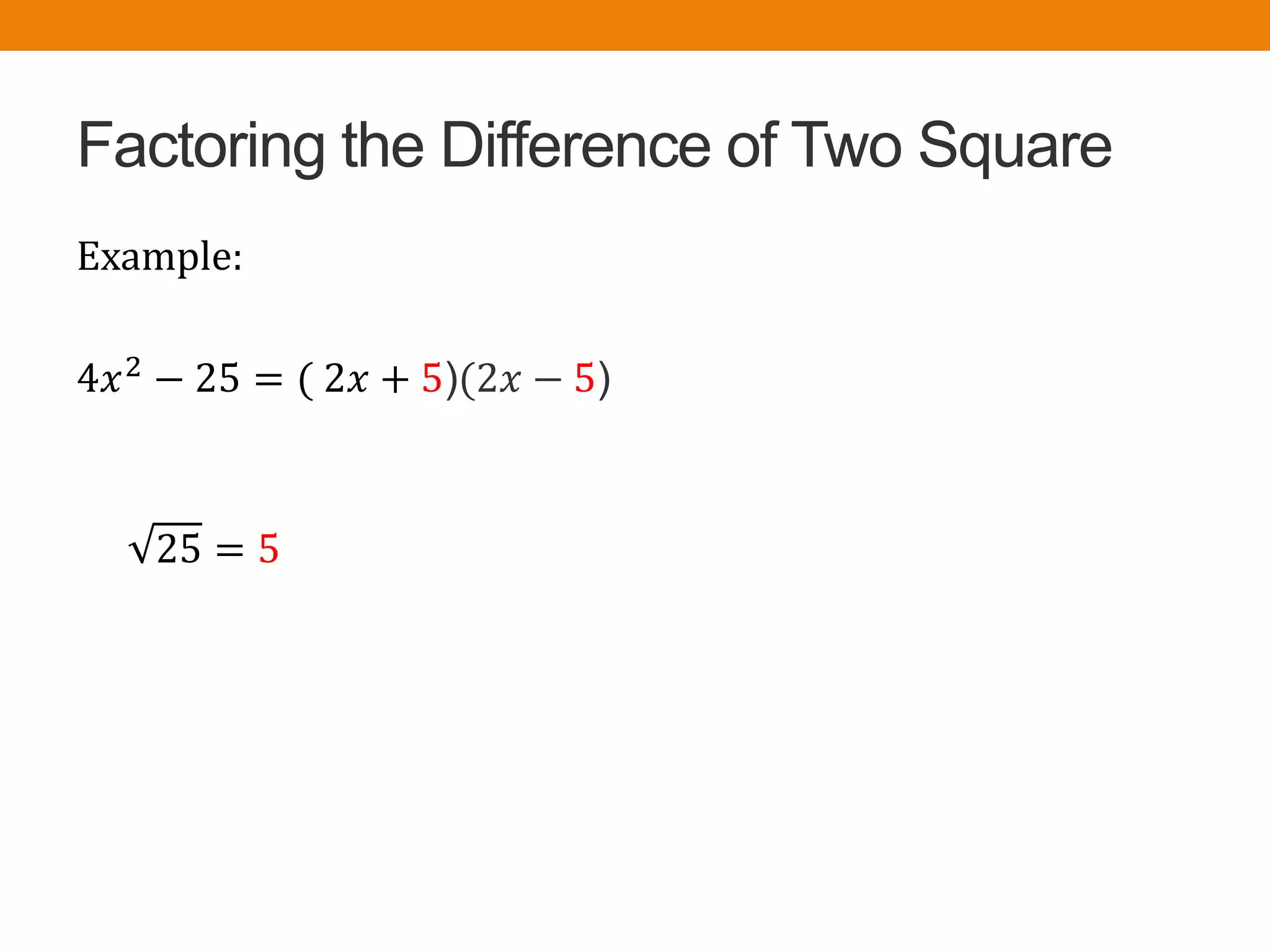 Factoring difference of squares | PPTX | Science