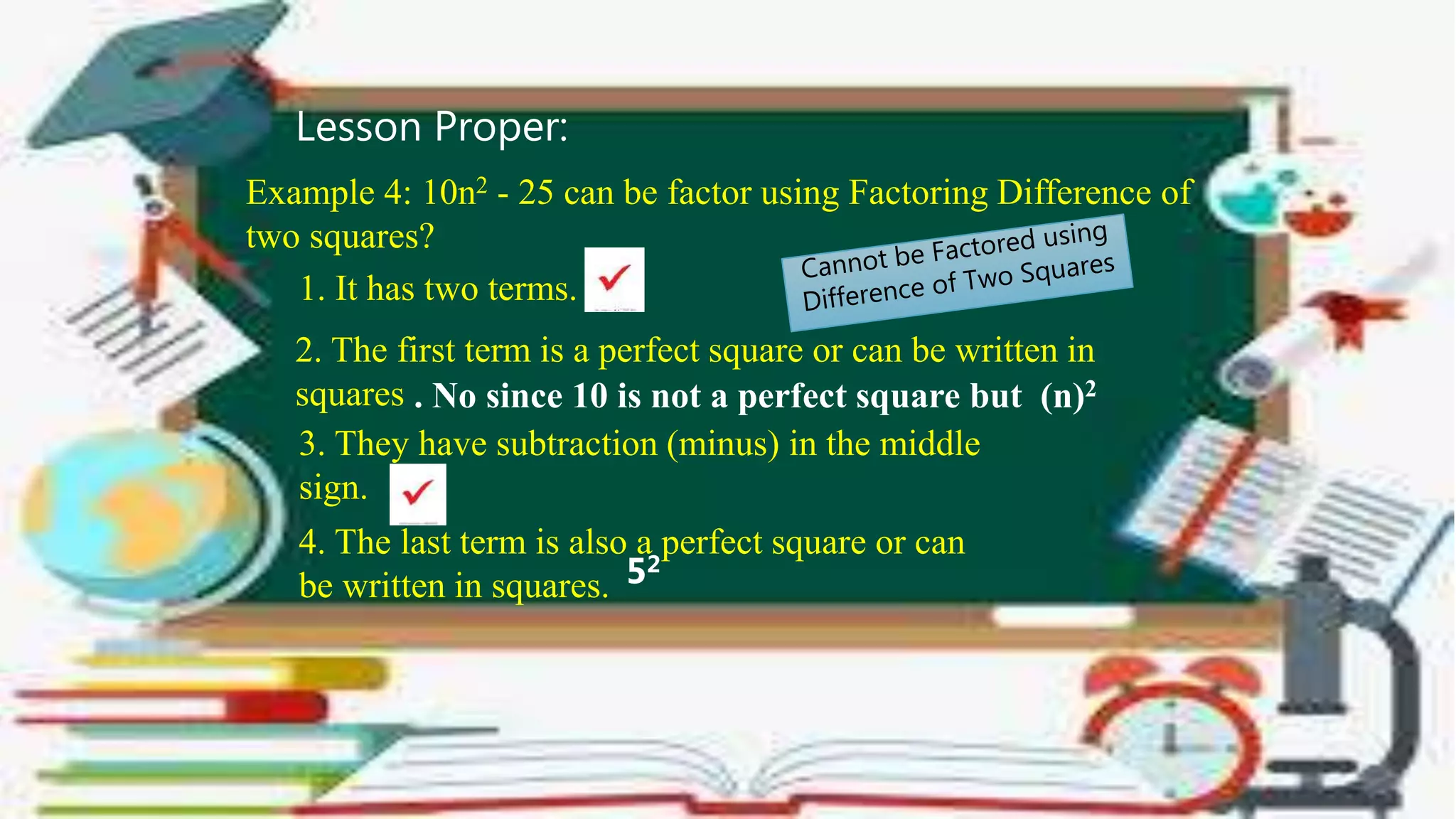 Factoring difference of two squares | PPTX