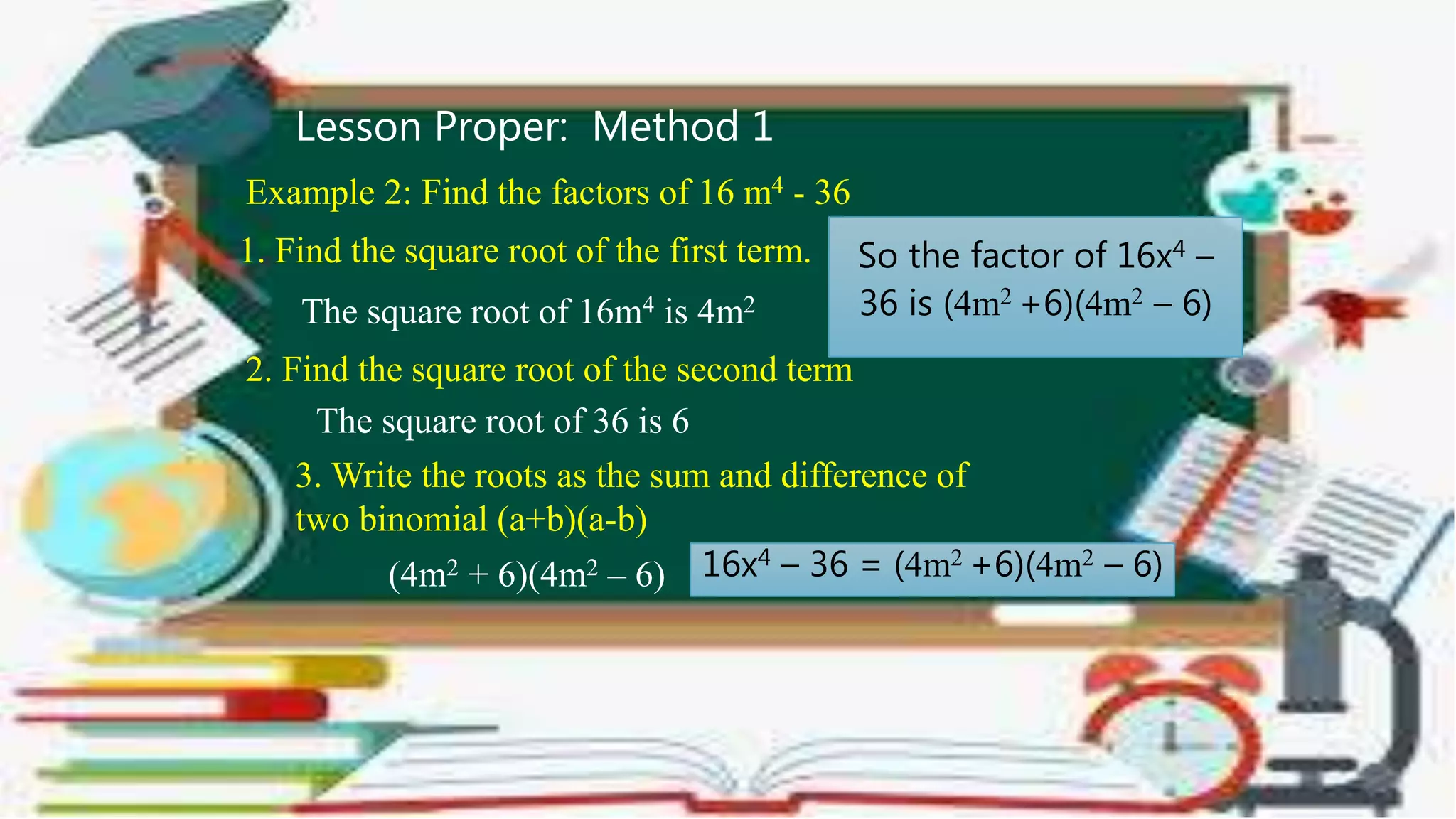 Factoring difference of two squares | PPTX