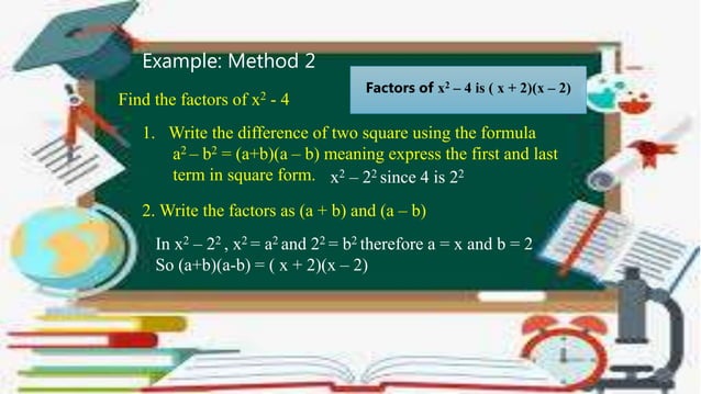 Factoring difference of two squares | PPTX