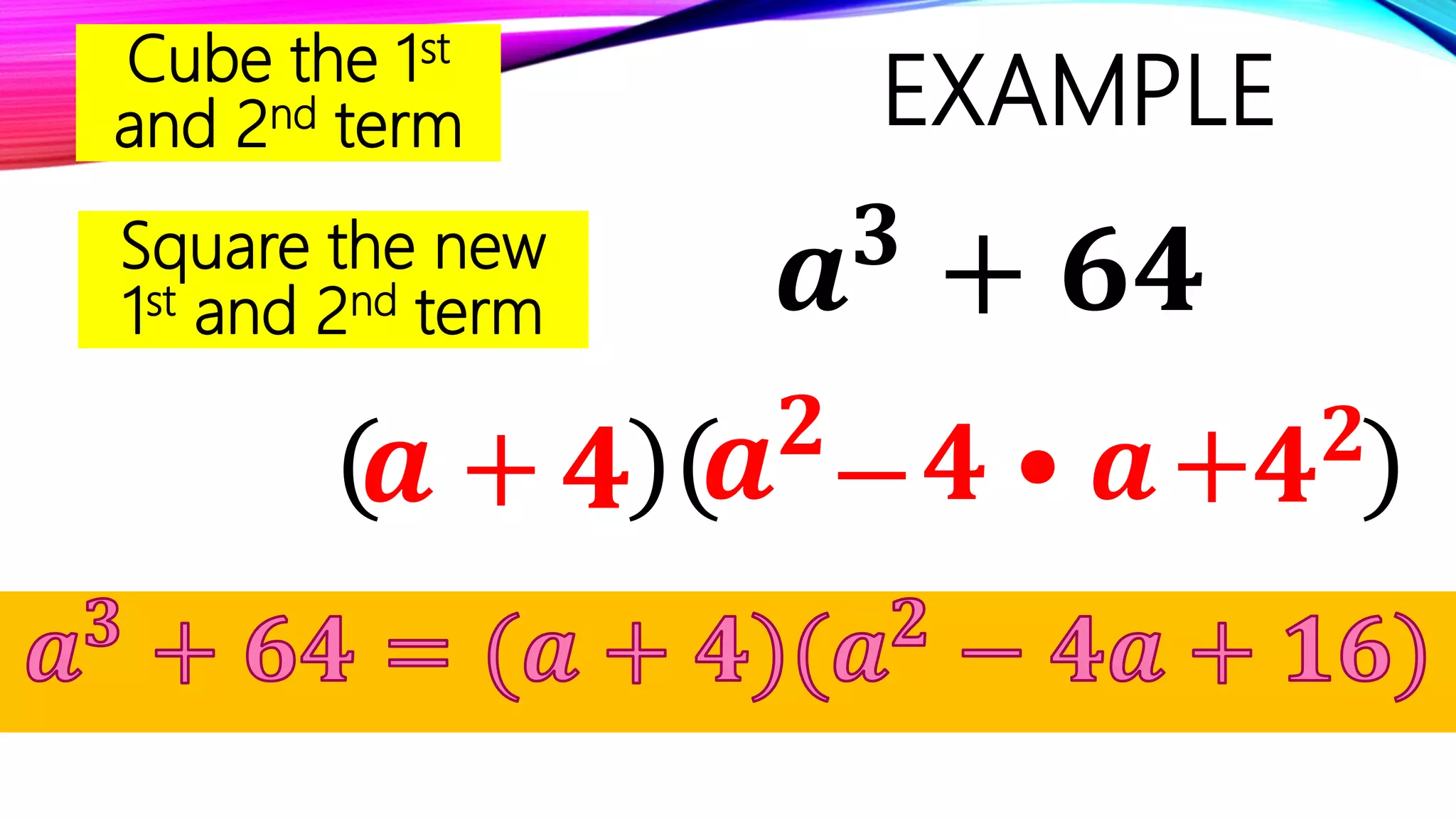 Factoring difference of two squares & cubes | PPT