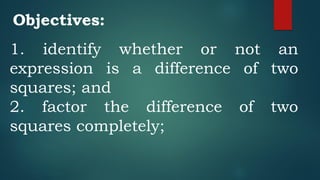 Factoring Difference of Two Squares | PDF
