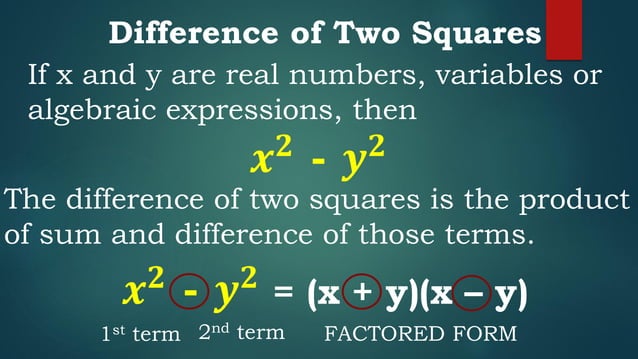 Factoring Difference of Two Squares | PDF