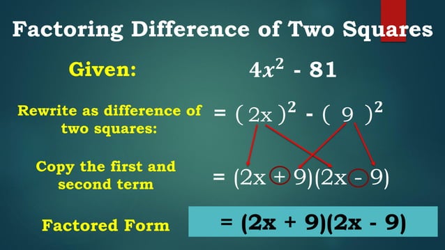 Factoring Difference of Two Squares | PDF