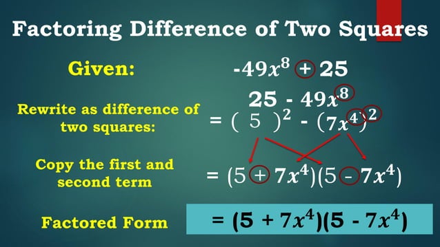 Factoring Difference of Two Squares | PDF