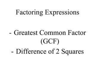 Factoring GCF difference of squares.ppt