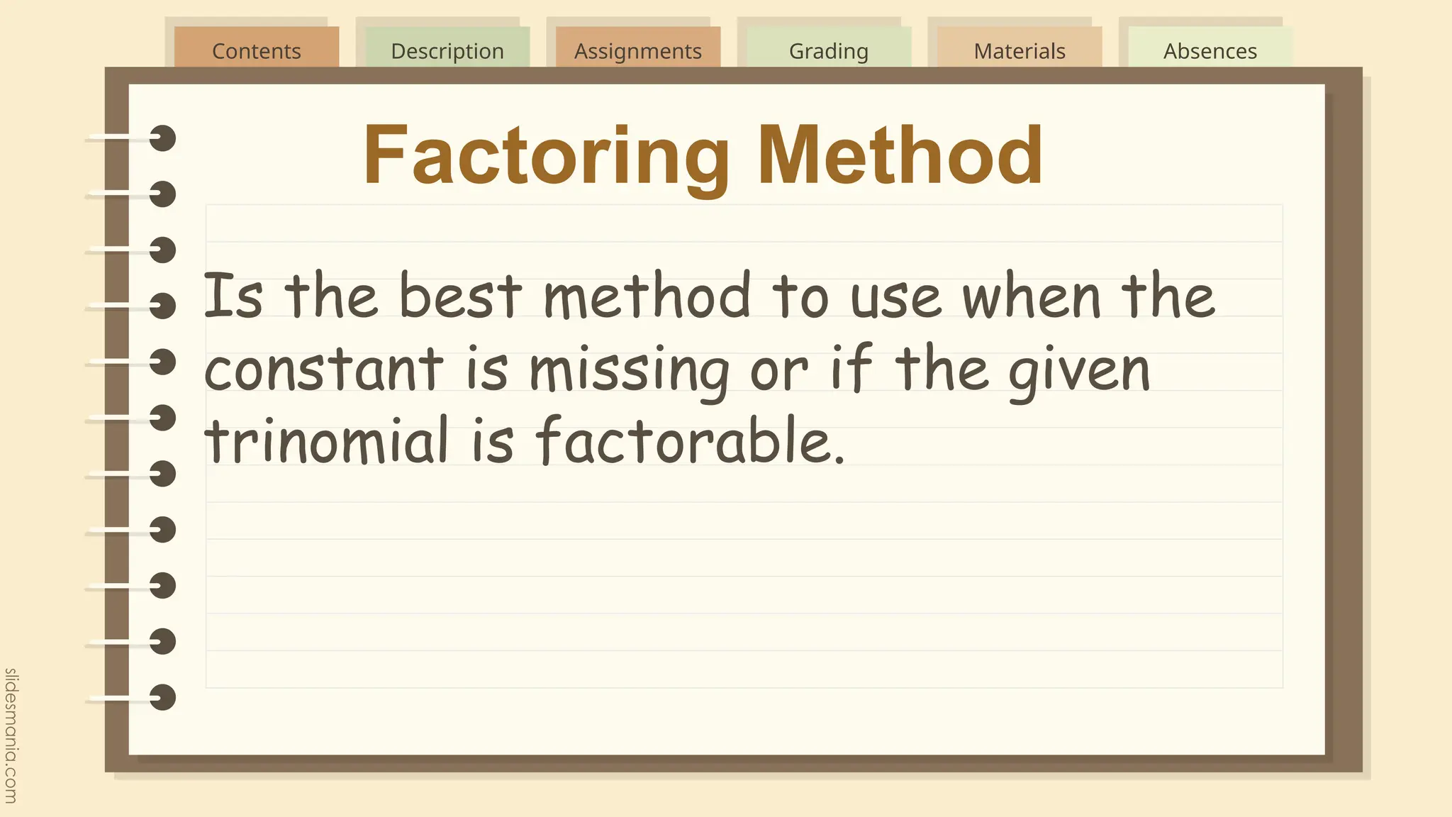 Solving quadratic equation by factoring method.pptx | Physics | Science