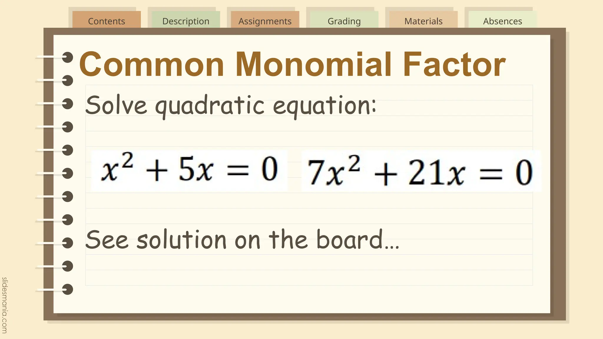Solving quadratic equation by factoring method.pptx | Physics | Science