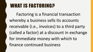 Factoring | PPTX | Debt Factoring & Invoice Discounting | Business ...