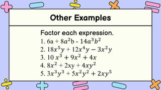 The Factoring Monomial for Grade 8 Students | PPTX | Technology & Computing